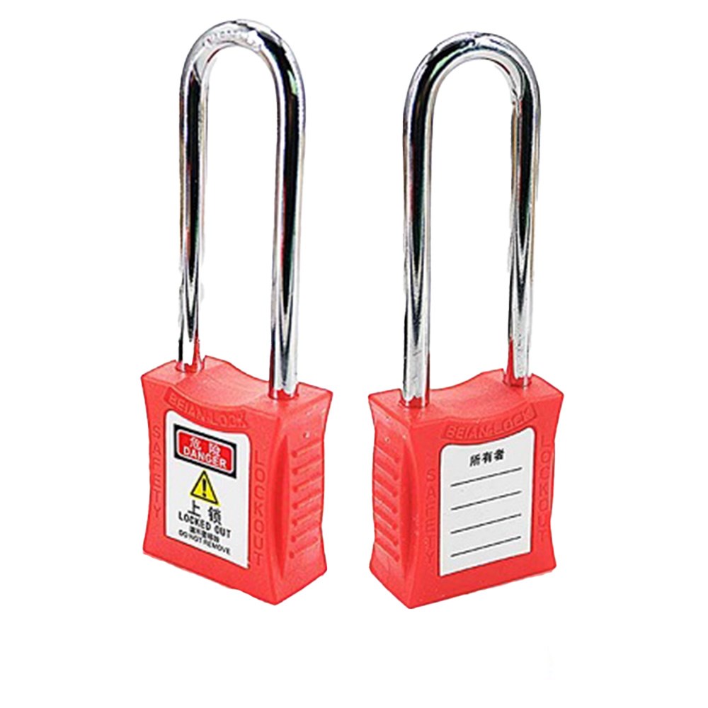 Insulated Nylon Long Shackle Safety Padlock - Red-202L-R - Safeworx ...